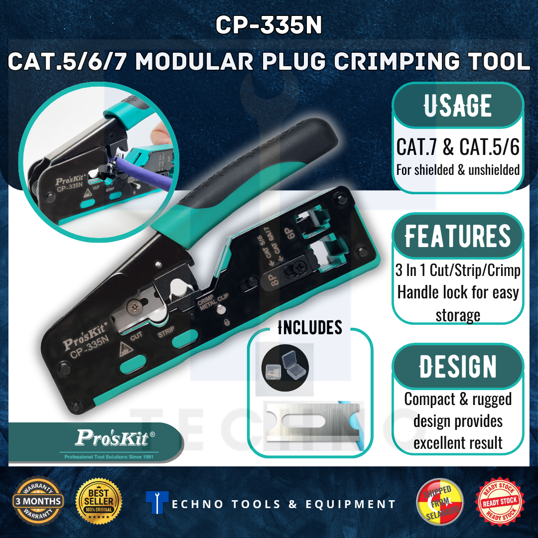 Pro'sKit CP-335N CAT.5/6/7 Modular Plug crimping Tool – Techno Tools & Equipment