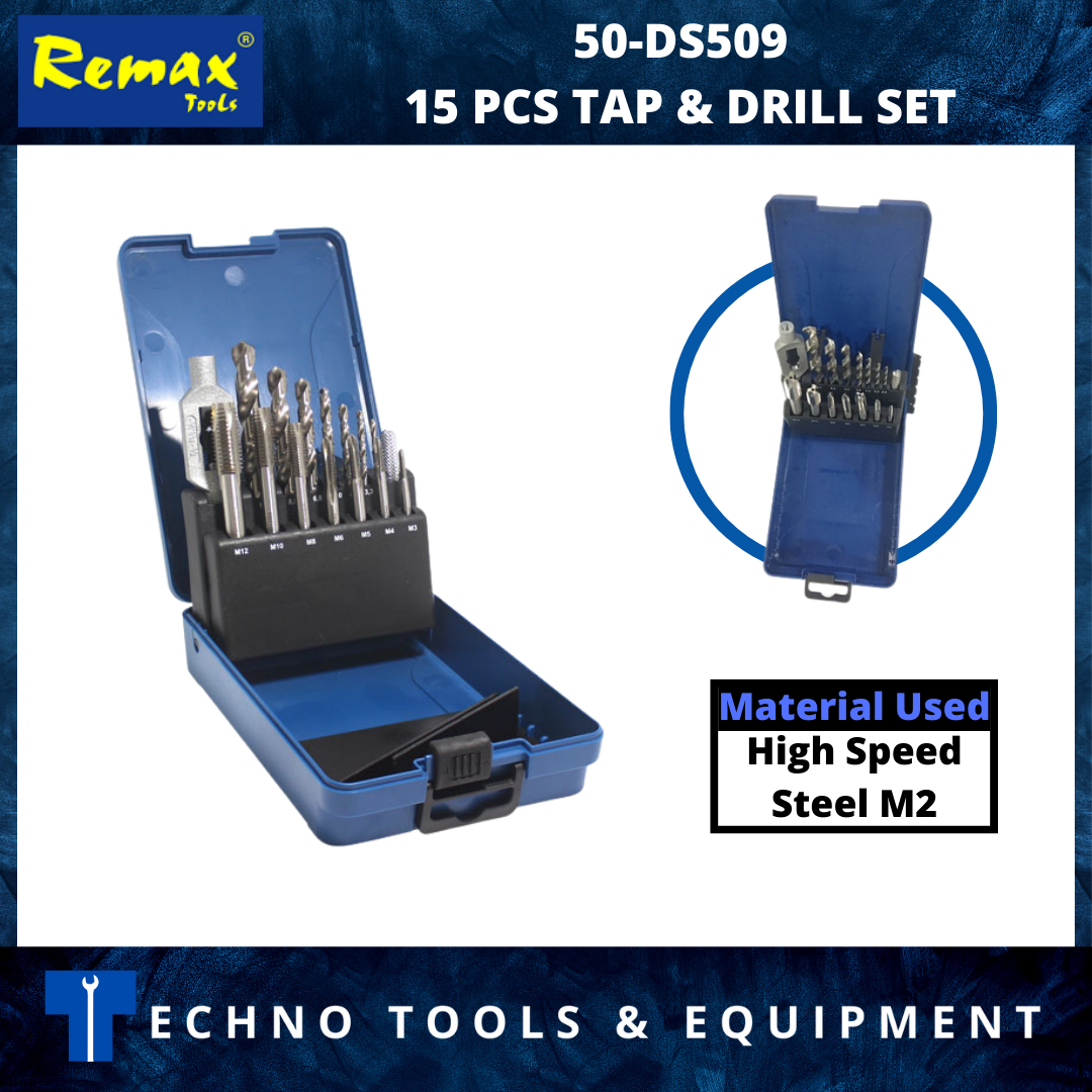 REMAX 50-DS509 15PCS TAP & DRILL SET – Techno Tools & Equipment