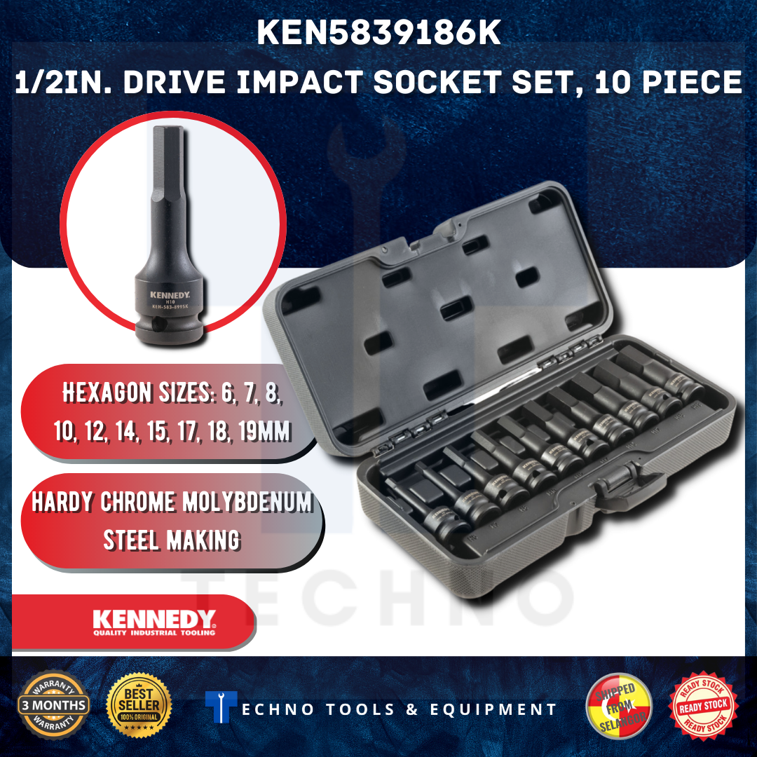 KENNEDY 1/2' Dr IMPACT HEXAGON BIT DRIVER SET 10 PCS KEN5839186K – Techno Tools & Equipment