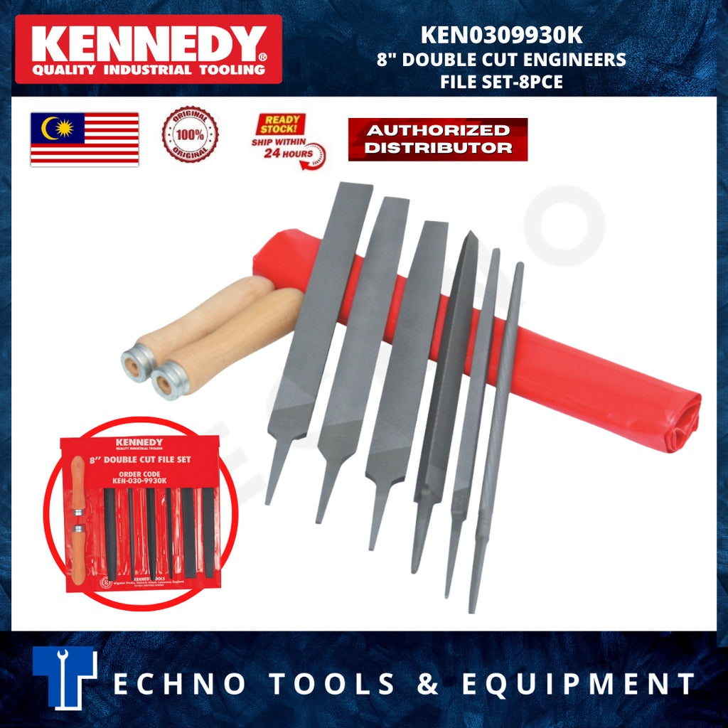 KENNEDY 8" DOUBLE CUT ENGINEERS FILE SET-8PCE KEN0309930K – Techno Tools & Equipment