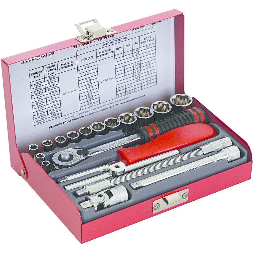 KENNEDY METRIC 19PC KEN-GRIP SOCKET SET 1/4" SQ DR KEN5828800K – Techno Tools & Equipment