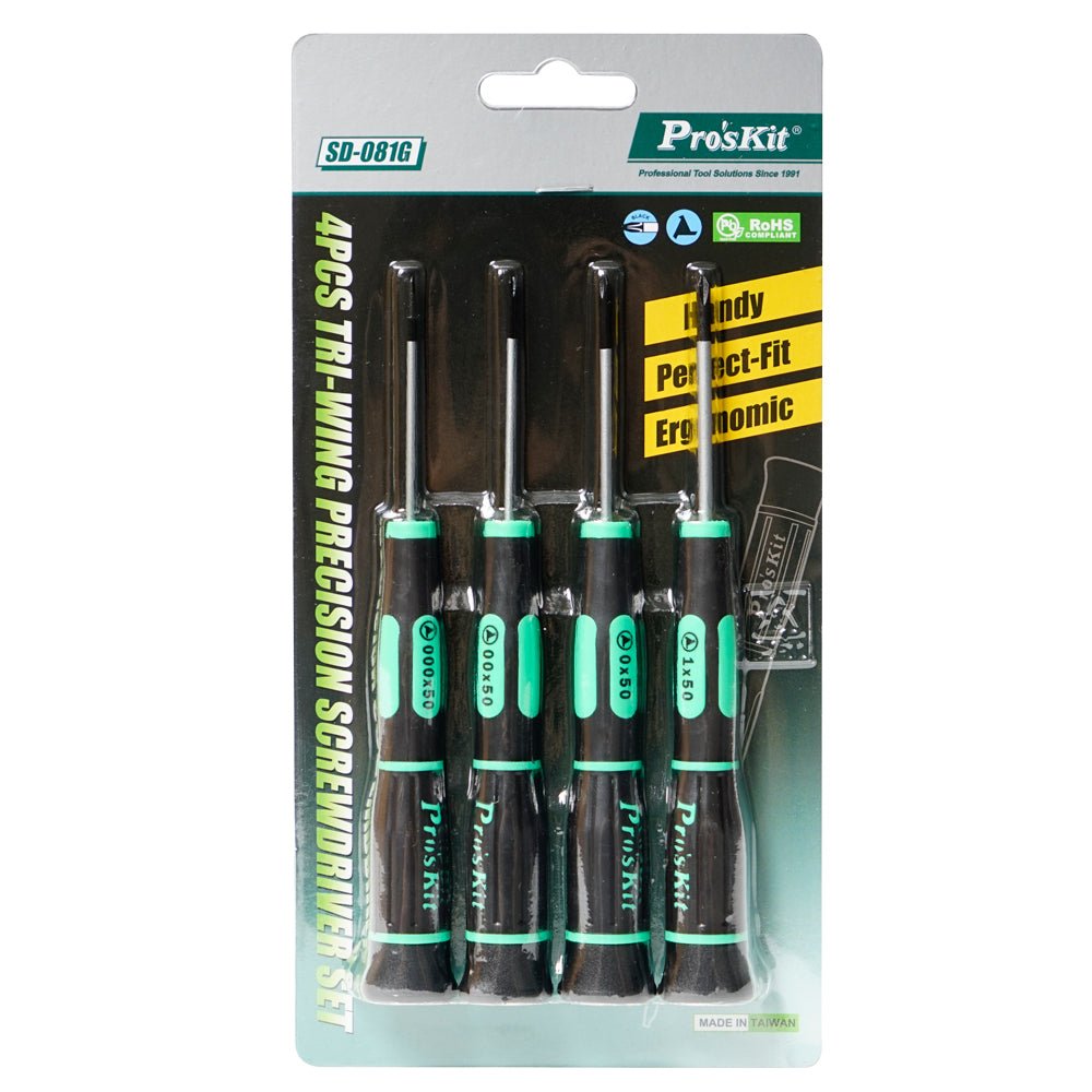 PRO'SKIT SD-081G 4Pcs TRI-wing Precision Screwdriver Set – Techno Tools ...