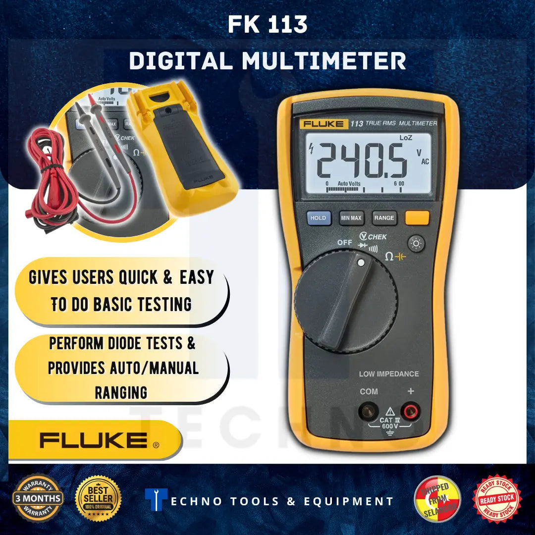 FLUKE 113 Digital Multimeter | True RMS Handheld Tester – Techno Tools ...