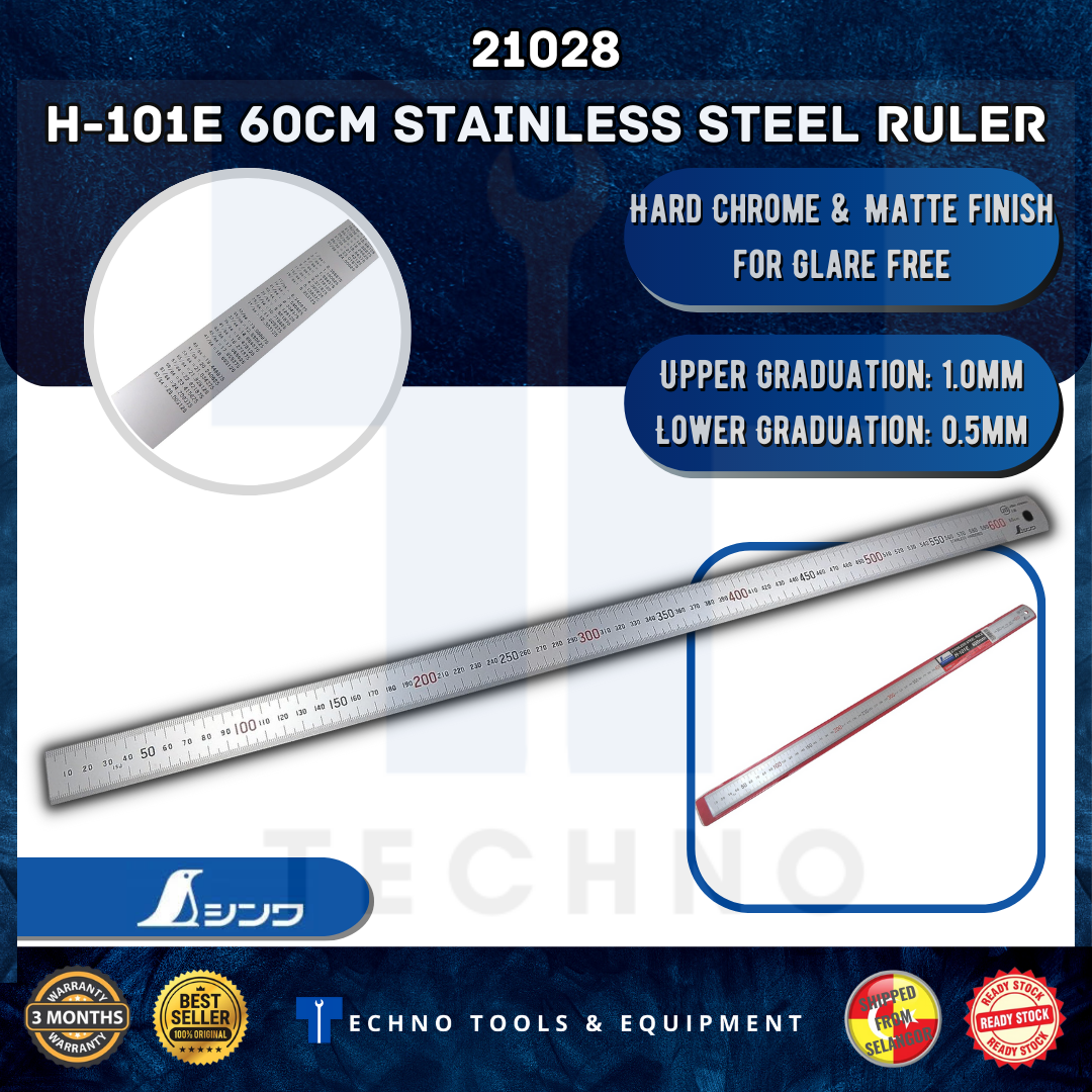 SHINWA JAPAN 15 / 30 / 60CM STAINLESS STEEL RULER 21010 / 21085 / 2102 ...