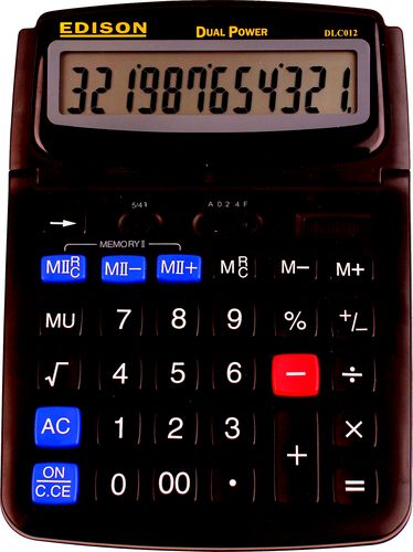 EDISON 12 DIGIT LARGE DESKTOP CALCULATOR EDI-801-6100K – Techno Tools ...