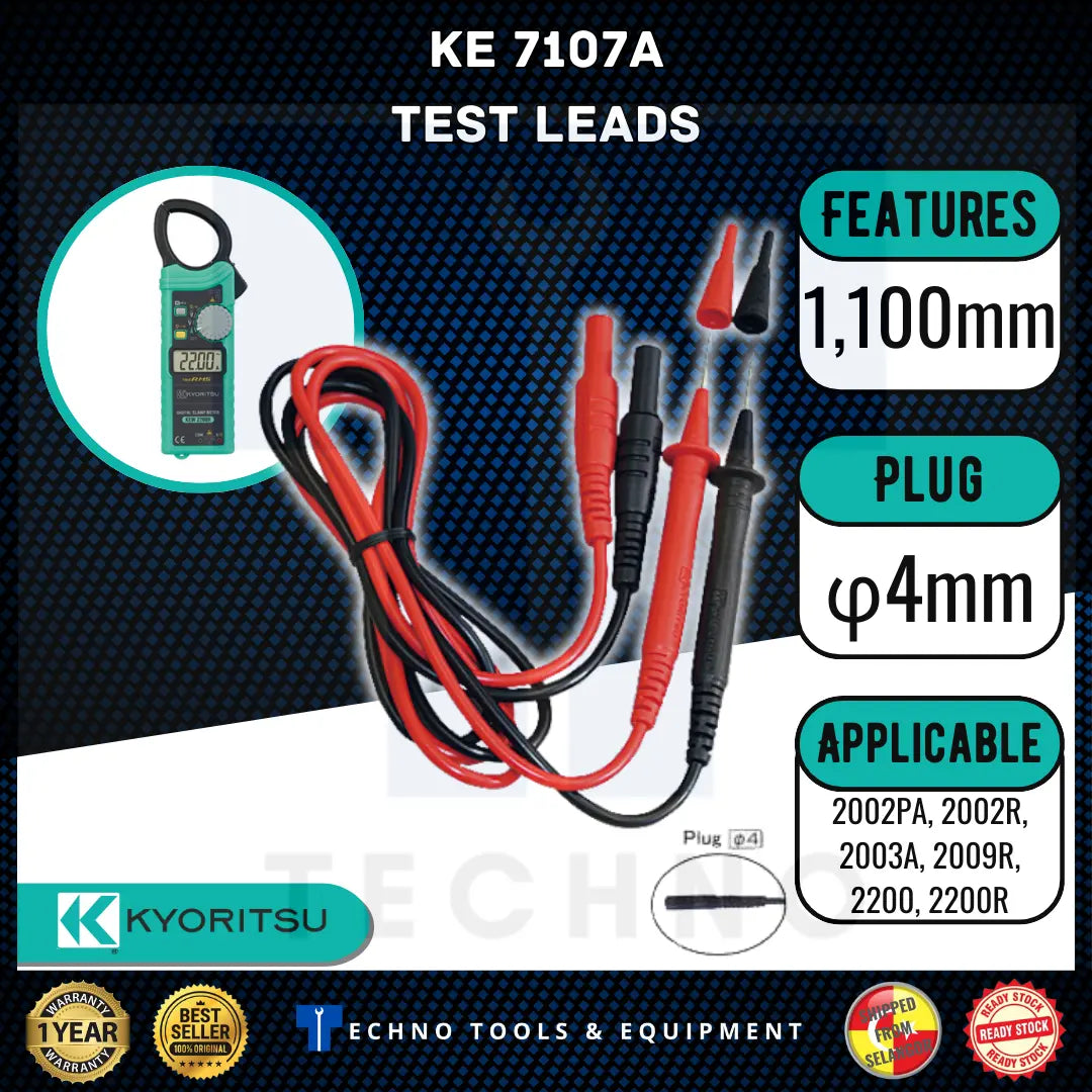 KYORITSU 7107A Test Lead 1100mm (KEW 7107A) – Techno Tools & Equipment