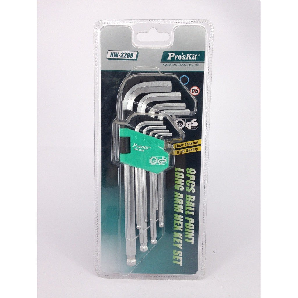 Pro'sKit HW-229B 9PCS Ball Point Long Arm Hex Key Set – Techno Tools ...