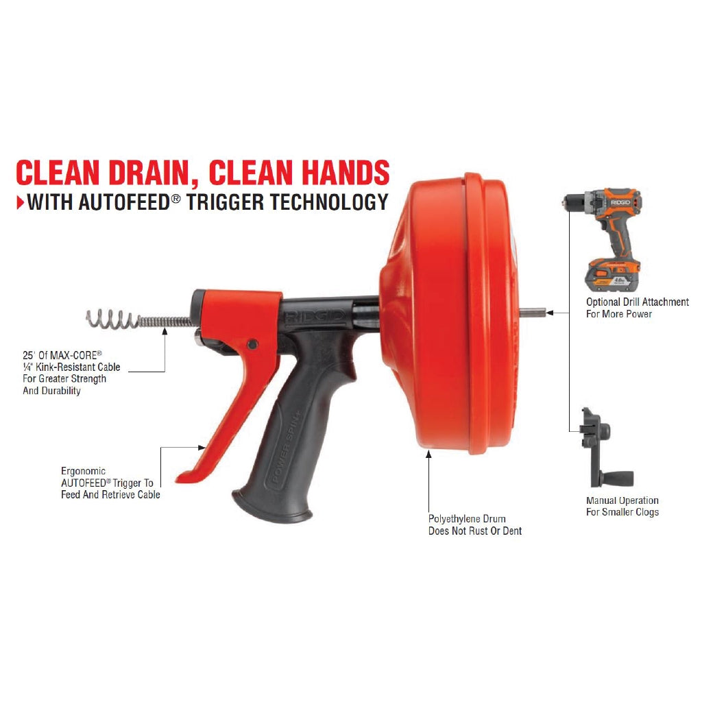RIDGID 57043 Power-Spin+ with Autofeed Drain Cleaner (NEW & ORI RIDGID ...