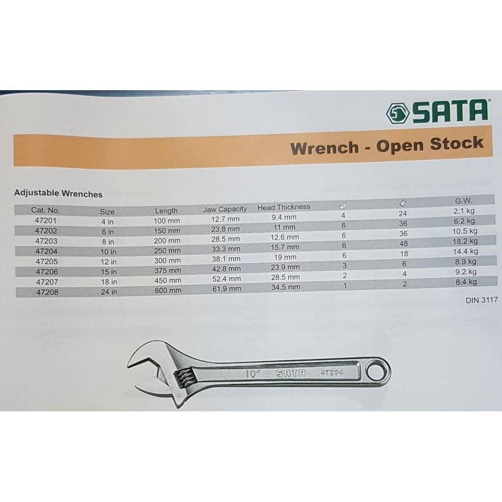 SATA ADJUSTABLE WRENCH / SATA ADJUSTABLE SPANNER 18'' (SATA 47207 ...