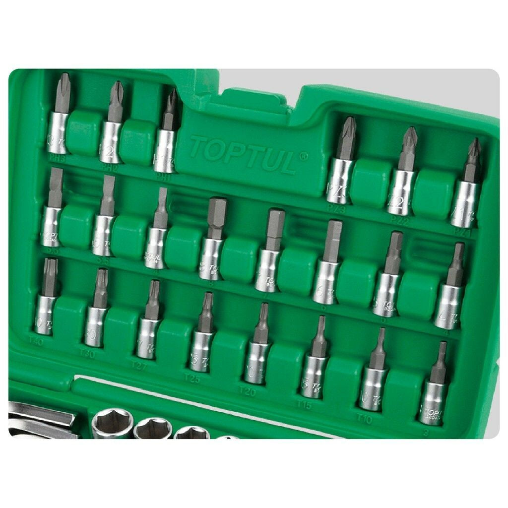 TOPTUL 51PCS 1/4" DR. Flank Socket & Hex Key Wrench Set Professional G ...
