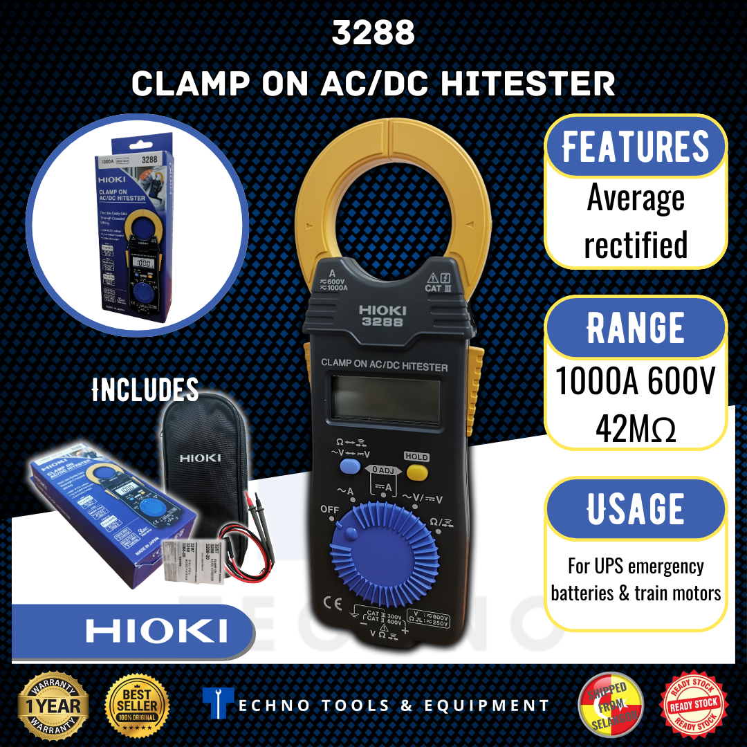 Hioki 3288 AC/DC Clamp On Hitester Average rectified Voltage, AC/DC 10 ...