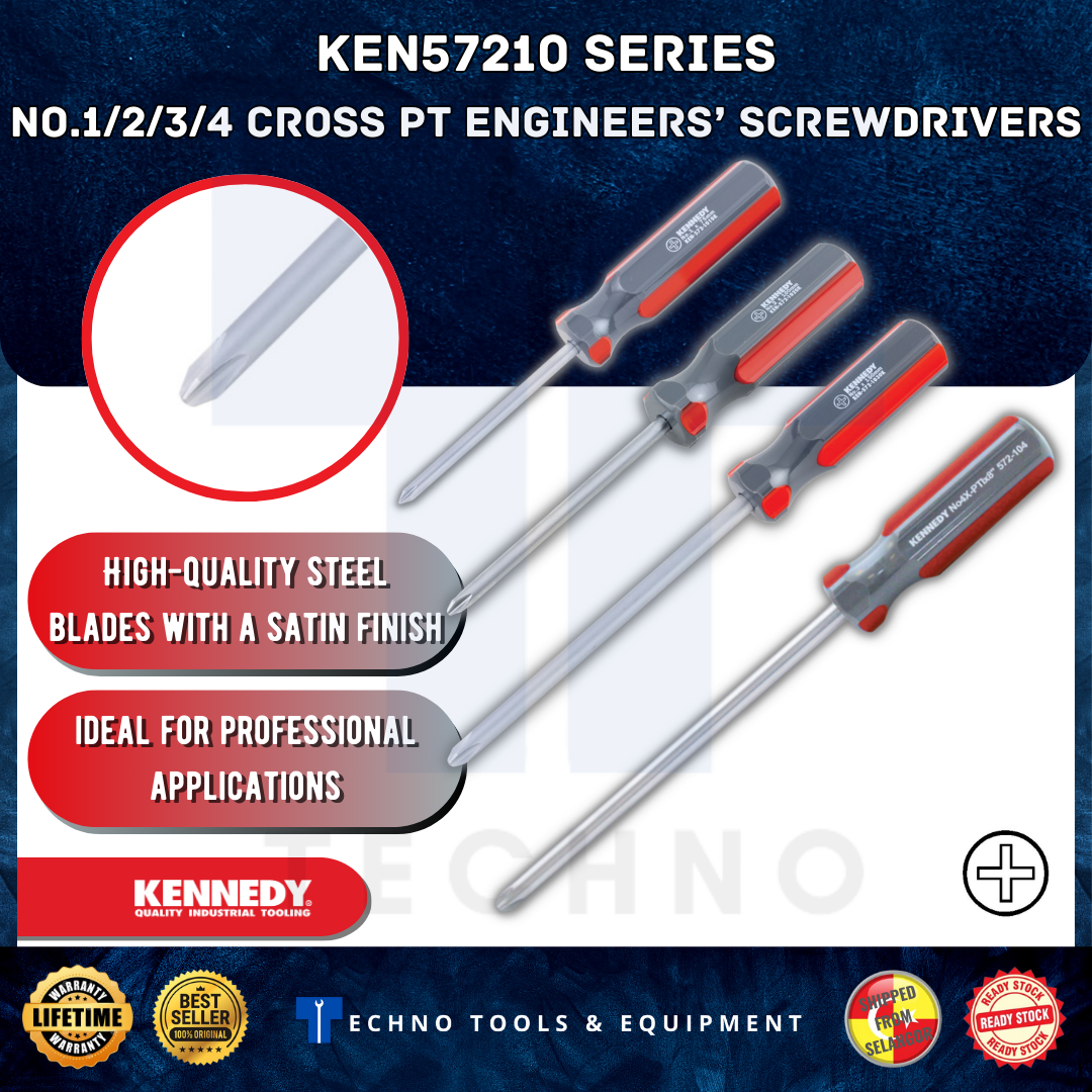 KENNEDY No.1/2/3/4 CROSS PT ENGINEERS SCREWDRIVER KEN5721010K KEN57210 ...