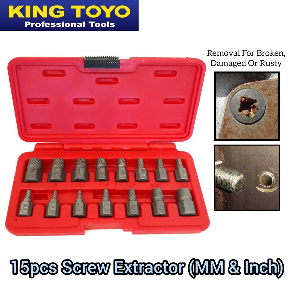KT-1037B KING TOYO 15PCS SCREW EXTRACTOR – Techno Tools & Equipment