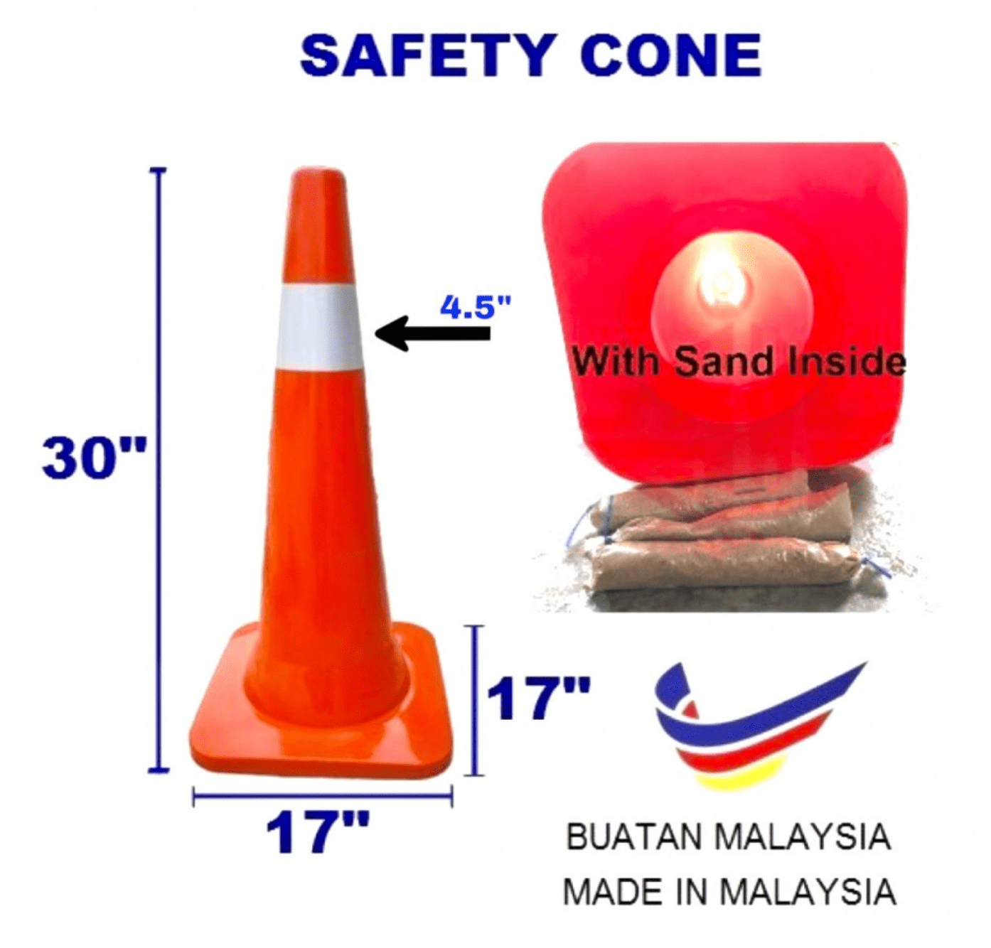 Safety Cone / Parking Cone / Traffic Cone - Height 30" – Techno Tools ...