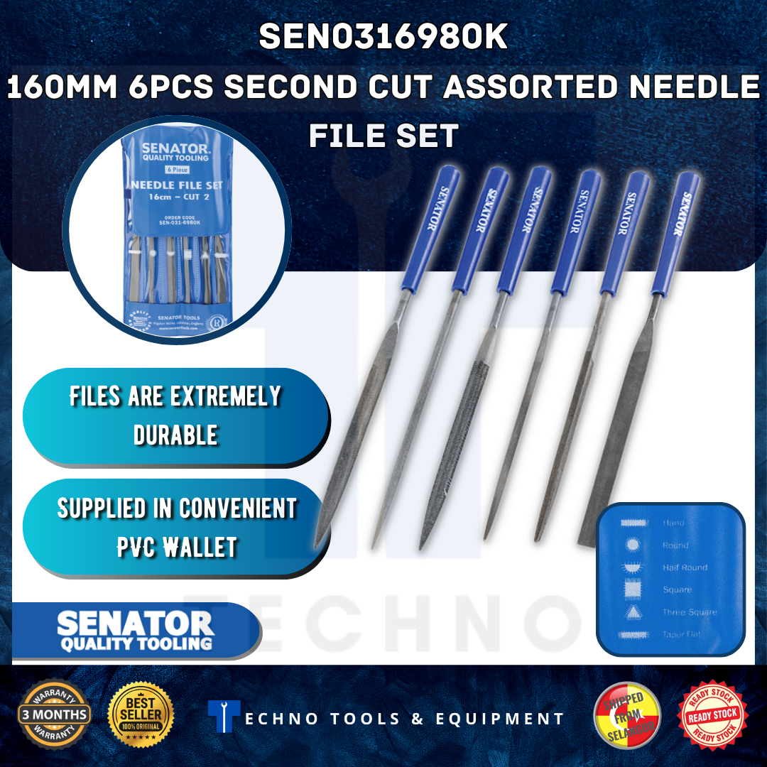 SENATOR 160mm(6.1/2") 6PCS & 12 PCS Second Cut Assorted Needle File Se ...