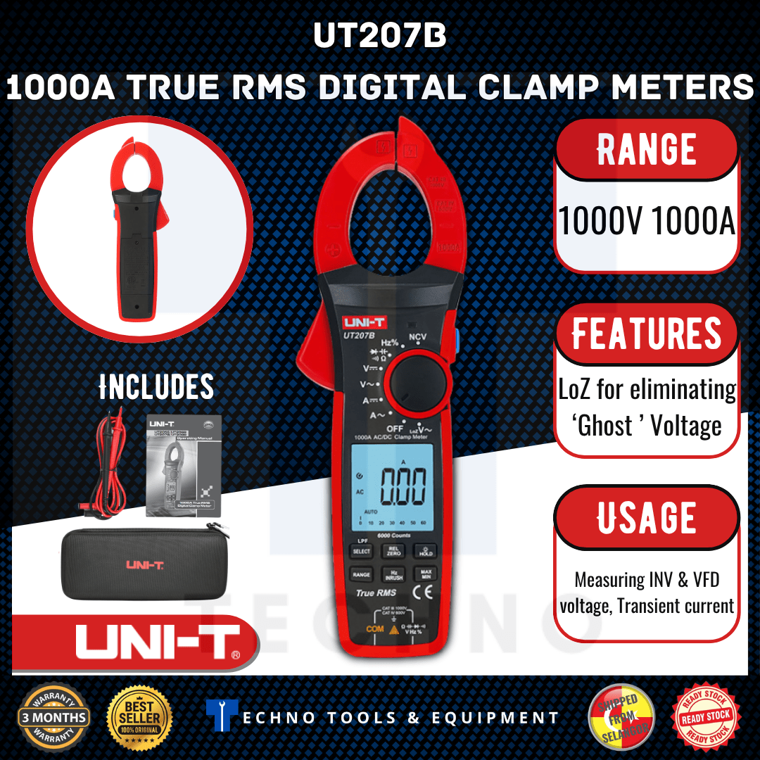 UNI-T UT207B 1000A True RMS Digital Clamp Meters | 3 Months Warranty ...