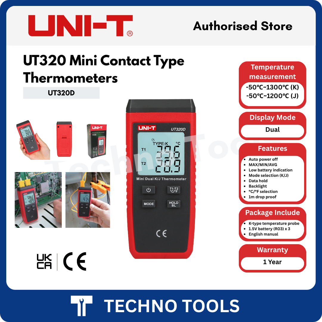 UNI-T UT320D / UT320A Mini Contact Type Thermometers -50°C to 1300°C ...