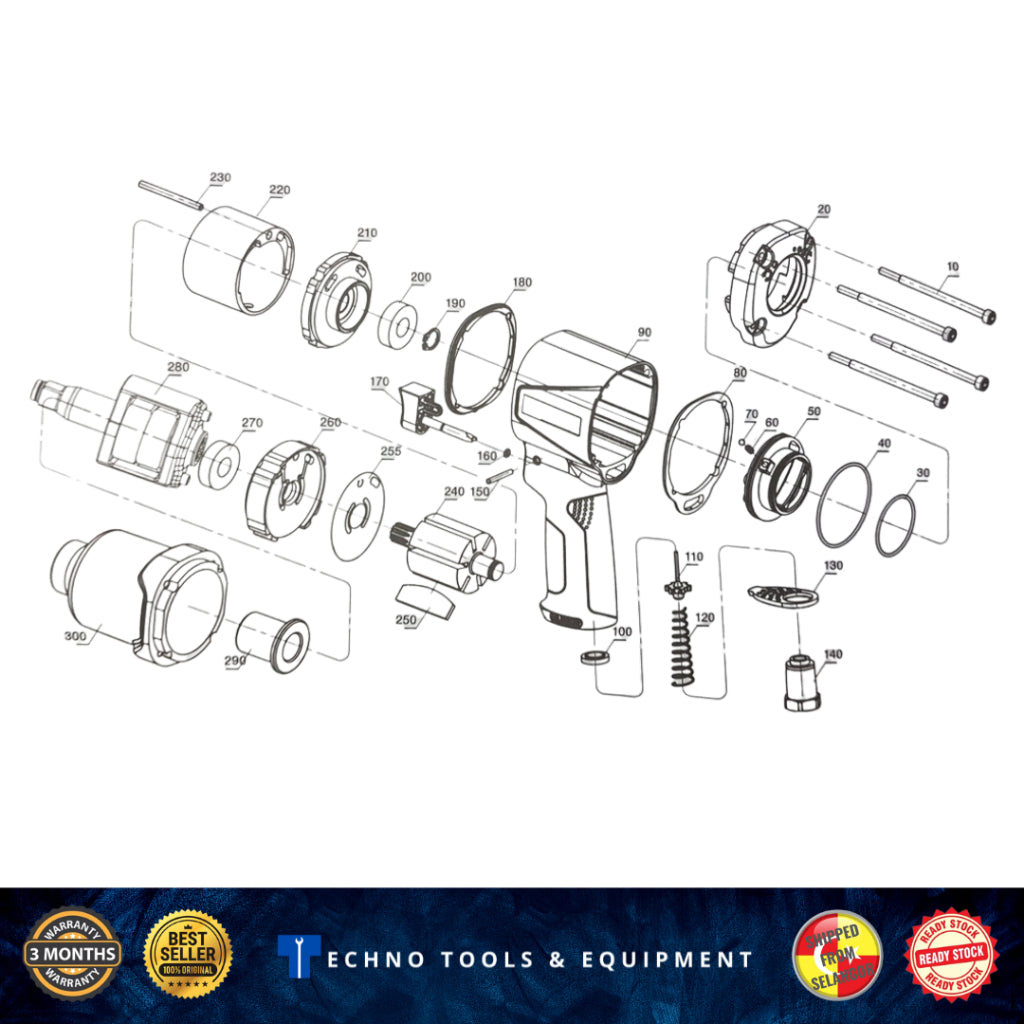 [Spare Part] For DAEWOO 1/2" Pneumatic Air Impact Wrench 750Nm High To – Techno Tools & Equipment