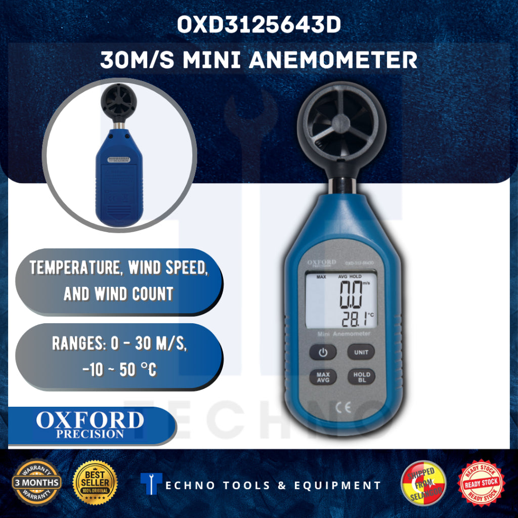 OXFORD OXD3125643D 30m/s MINI ANEMOMETER – Techno Tools & Equipment