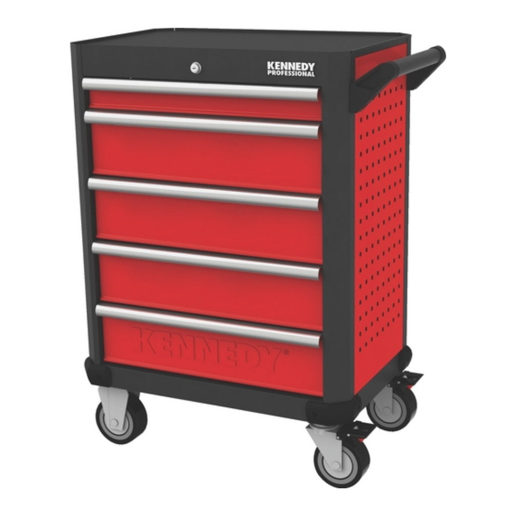 Kennedy 5 Drawers Roller Cabinet, Red/Grey, Steel, 550kg | KEN5942140K ...
