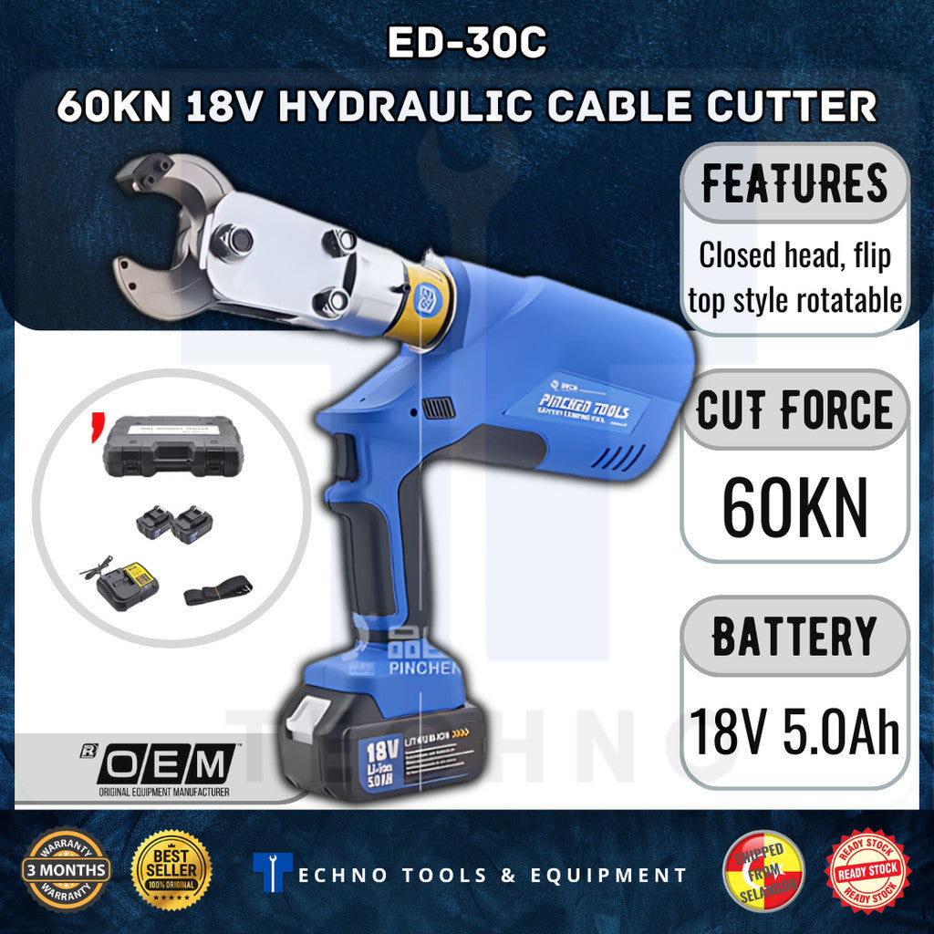 Portable 18V Battery Cable Cutting Tools ED-30C Hydraulic Cutting Mach ...