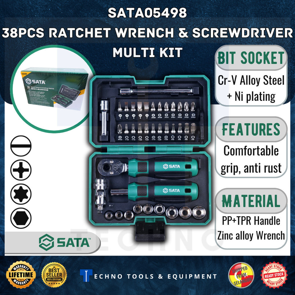 SATA 05498 38PCS Ratchet Wrench & Screwdriver Multi Kit – Techno Tools ...