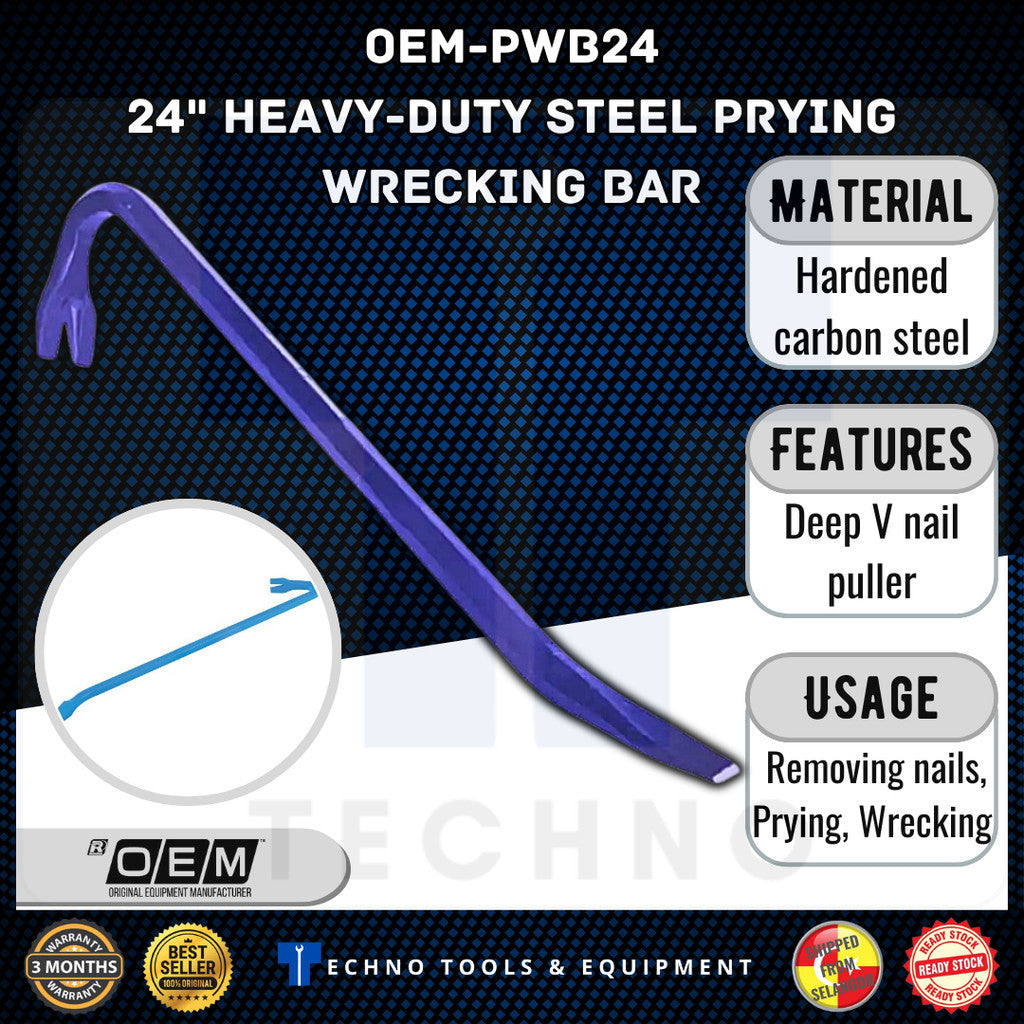 Heavy-Duty Steel Prying Wrecking Bar 24" – Techno Tools & Equipment