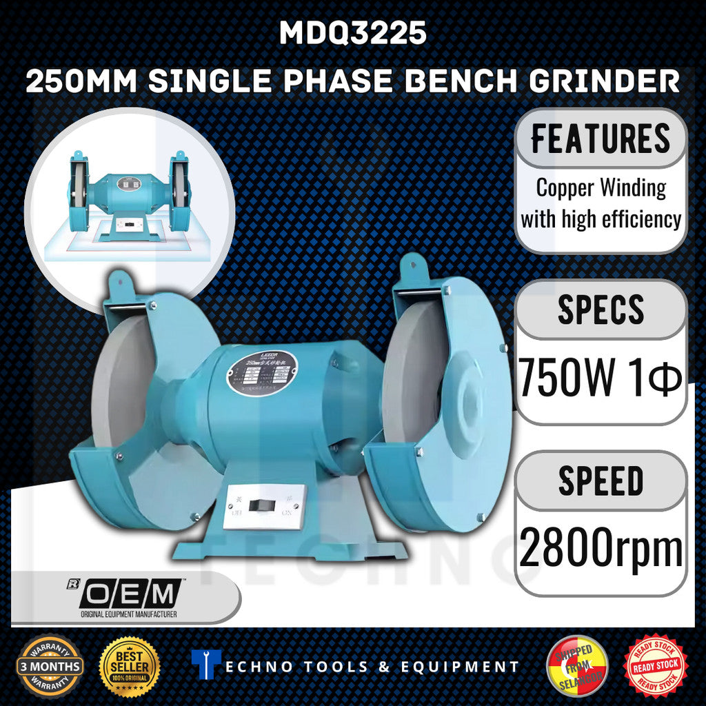 MDQ3225 250mm 750W Single Phase Industrial Bench Grinder – Techno Tools ...