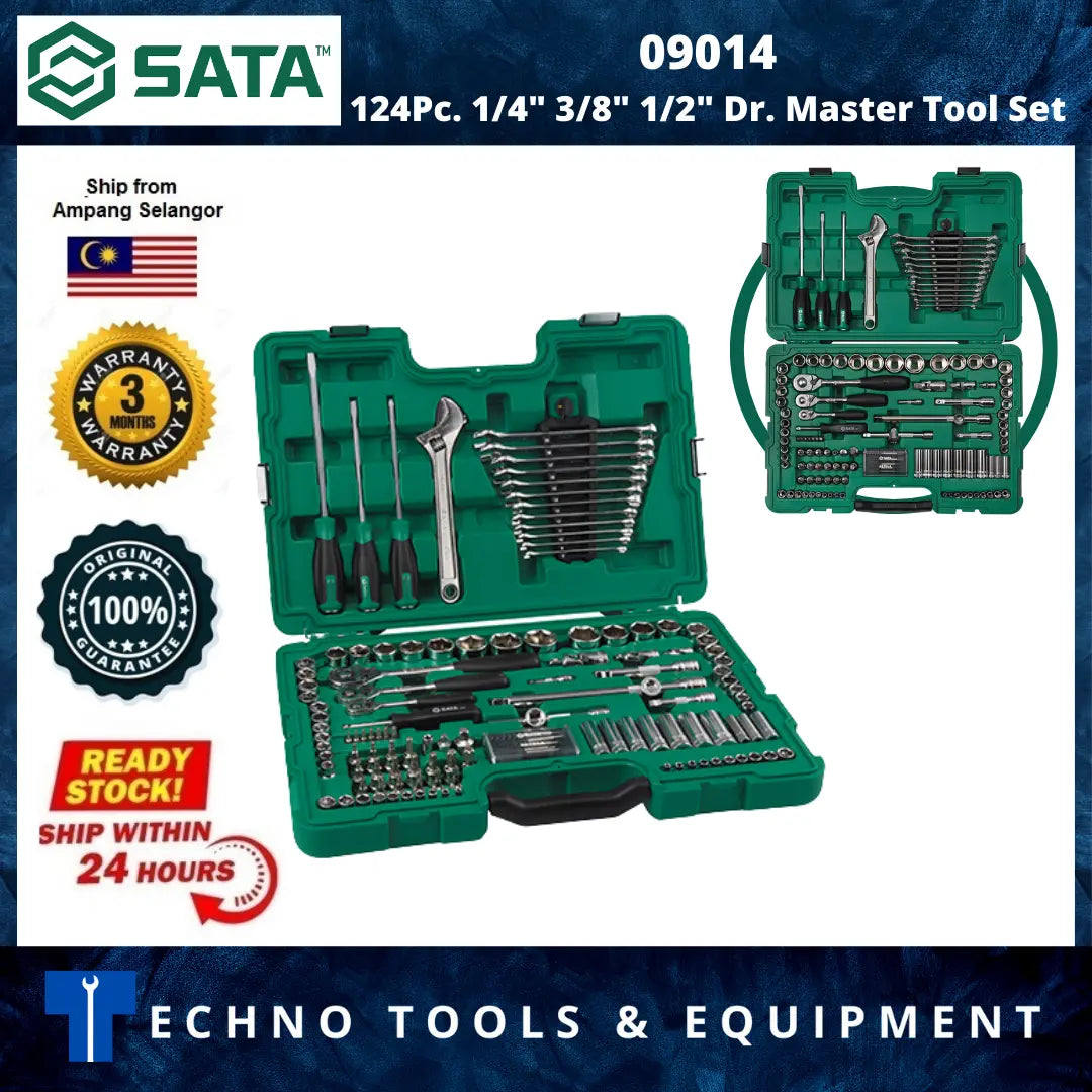SATA 09014 Socket Wrench Set 120PCE 1/4" 3/8" 1/2" Metric & SAE ...