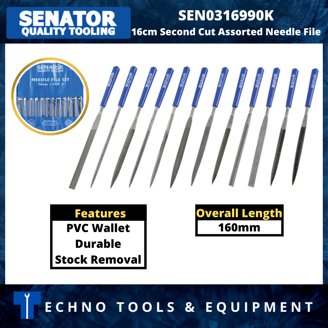 SENATOR 160mm(6.1/2") 6PCS & 12 PCS Second Cut Assorted Needle File Se ...