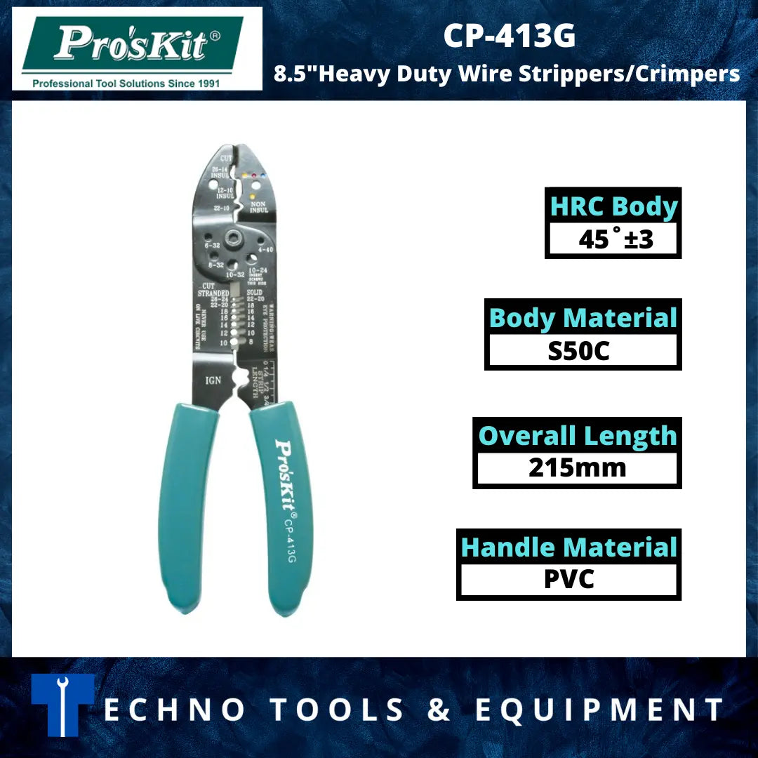 PRO'SKIT CP-413G 8.5" Heavy Duty Wire Stripper/ Crimper – Techno Tools ...