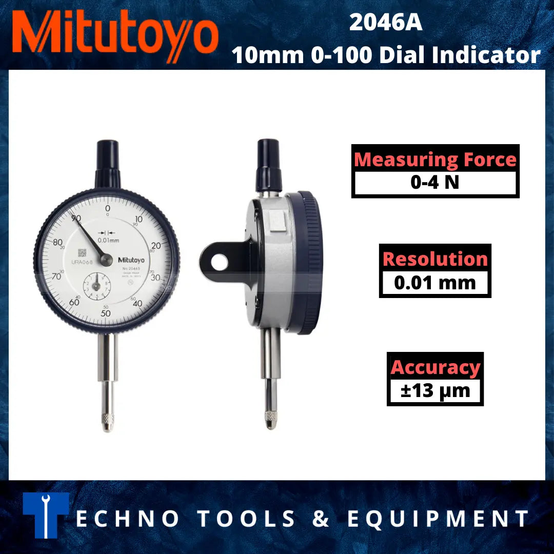Mitutoyo 2046A 10mm 0-100 Dial Indicator | Made In Japan – Techno Tools ...