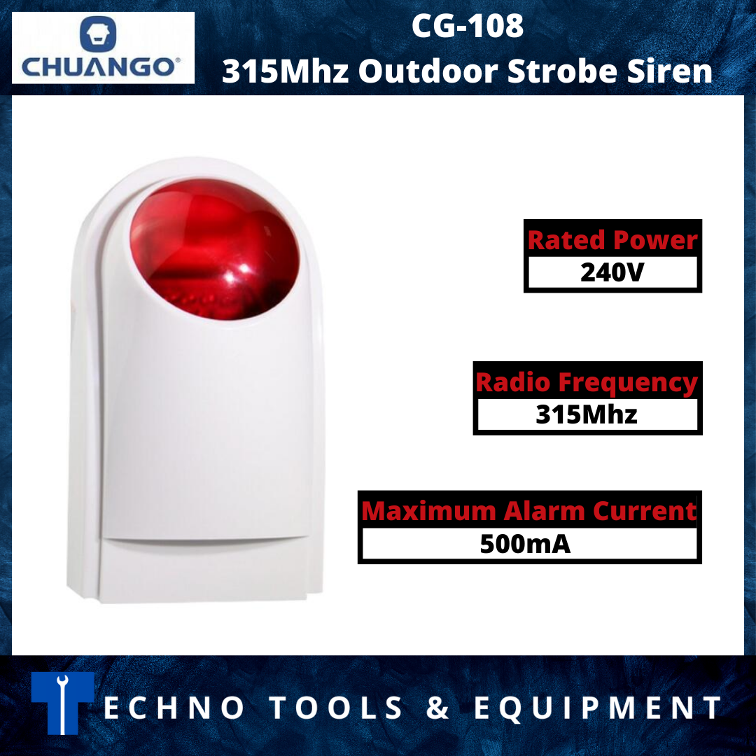 Chuango CG-108 Outdoor Strobe Siren – Techno Tools & Equipment