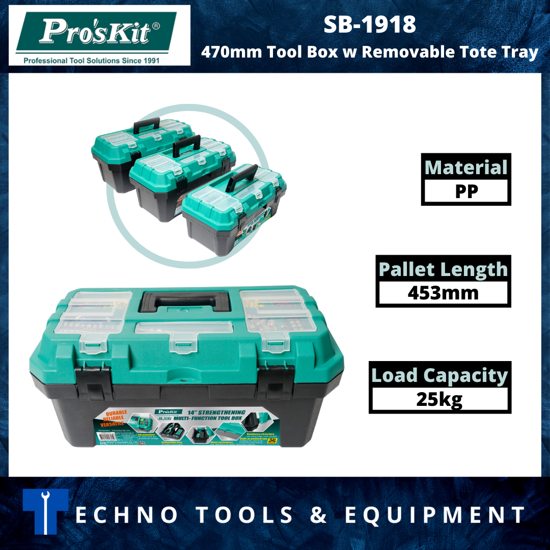 PRO'SKIT SB-1918 470mm Tool Box With Removable Tote Tray – Techno Tools & Equipment