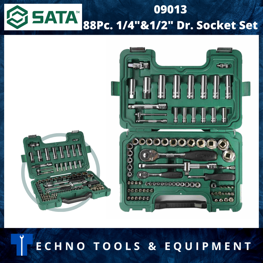 SATA 09013 88pcs 1/4” & 1/2" Dr. Socket Set – Techno Tools & Equipment