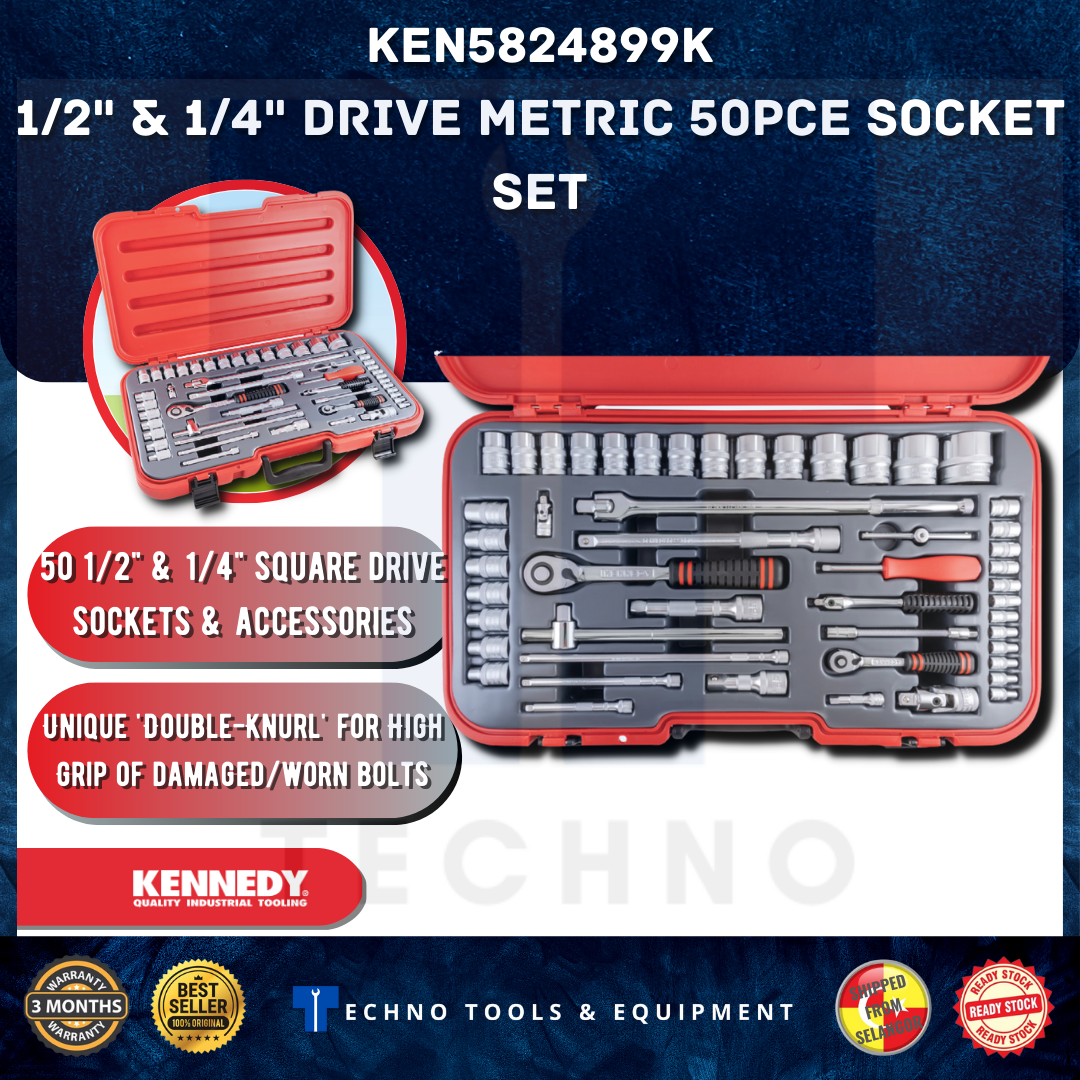 KENNEDY 50PC 4-36mm SOCKET SET 1/4-1/2" SQ DR KEN5824899K – Techno ...