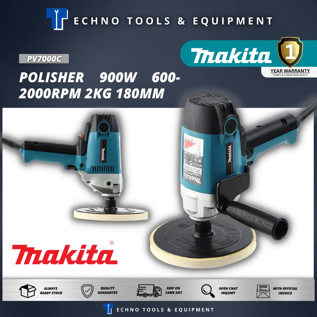 MAKITA PV7000C POLISHER 900W 600-2000RPM 2KG 180MM - 1 Year Warranty ...