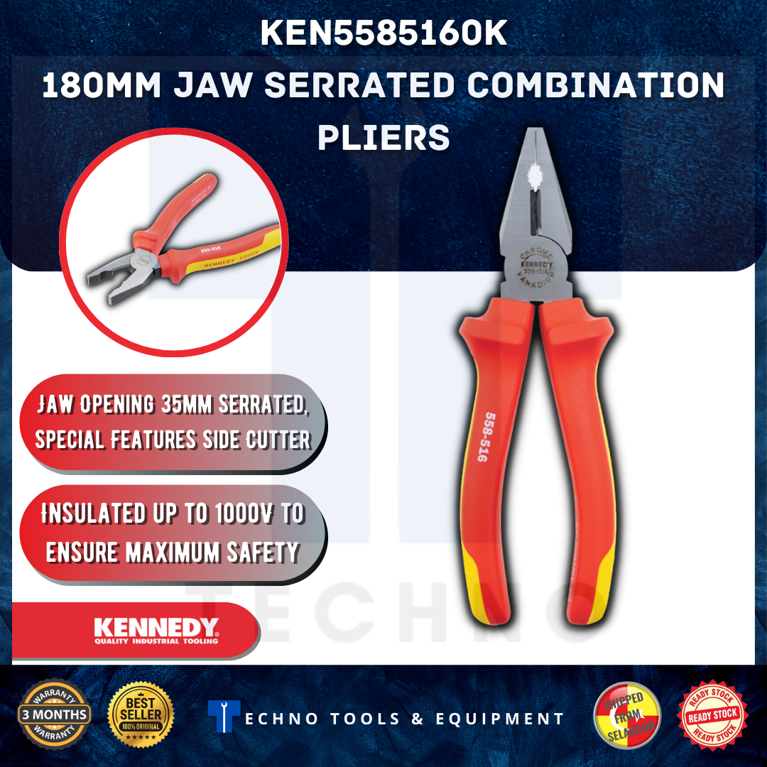 KENNEDY KEN5585160K 180mm Combination Jaw Serrated Plier – Techno Tools ...
