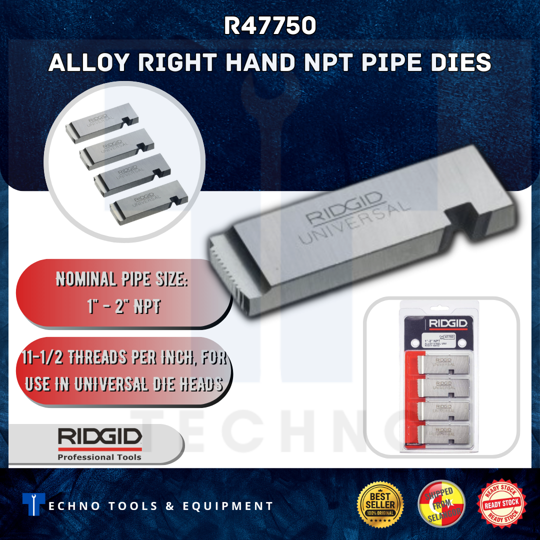 1" - 2"NPT RIDGID 47750 UNIVERSAL ALLOY PIPE DIE SET NPT (NEW & ORI RI ...