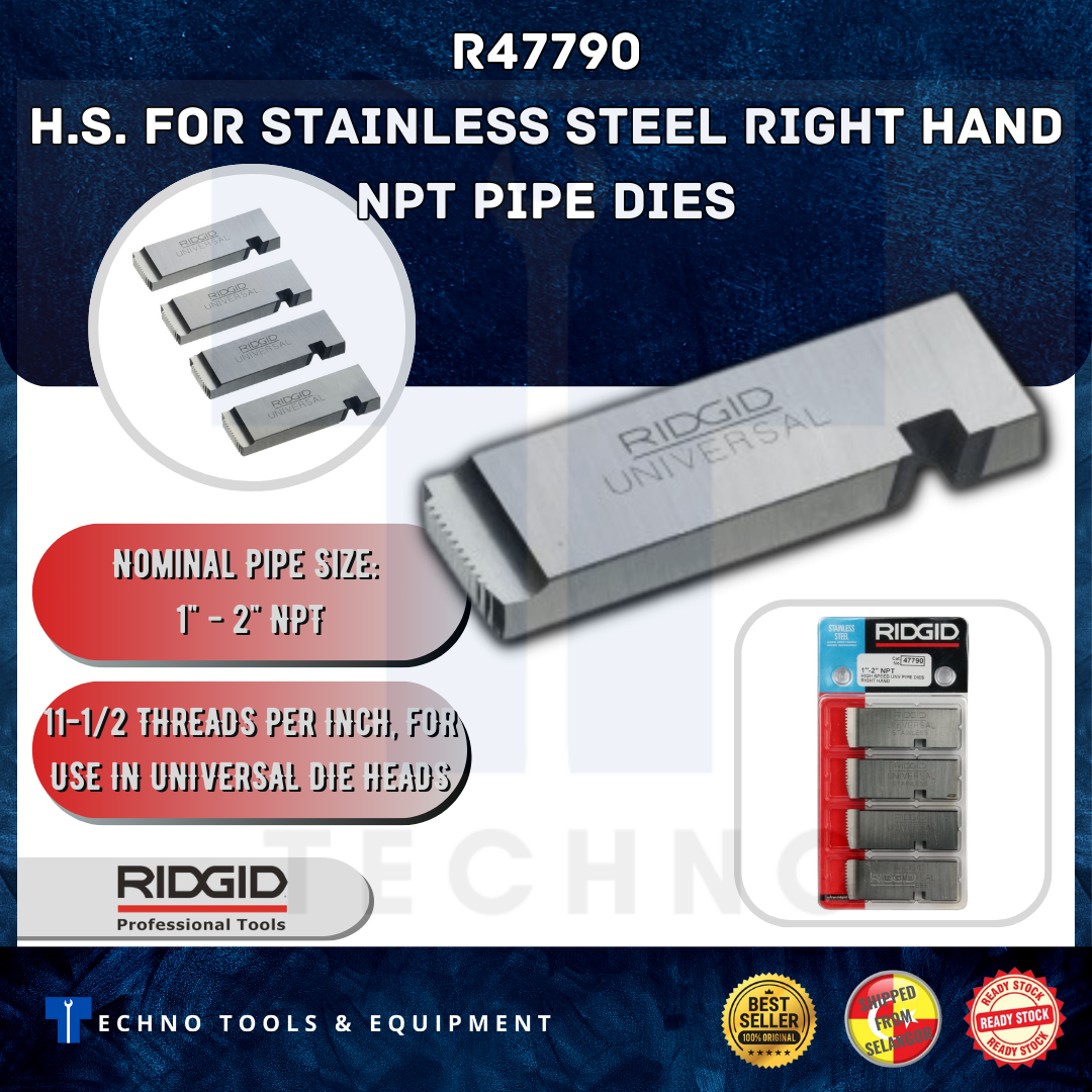 1" - 2"NPT RIDGID 47790 UNIVERSAL HS PIPE DIE SET NPT (NEW & ORI RIDGI ...
