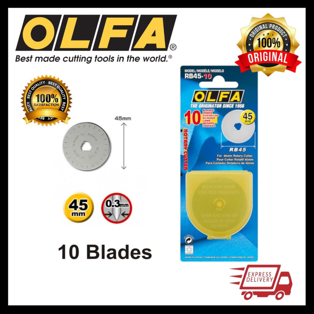 OLFA RB28-10 RB45-10 28mm / 45mm Tungsten Steel Rotary Blade 10 PCS – Techno Tools & Equipment