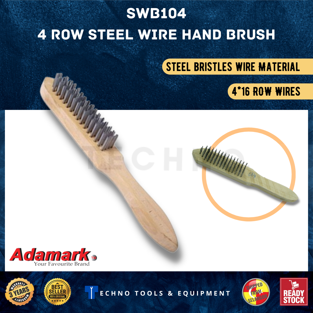 ADAMARK Steel Wire Hand Brush / Wood Handle / Berus Besi / 104 / 105 ...
