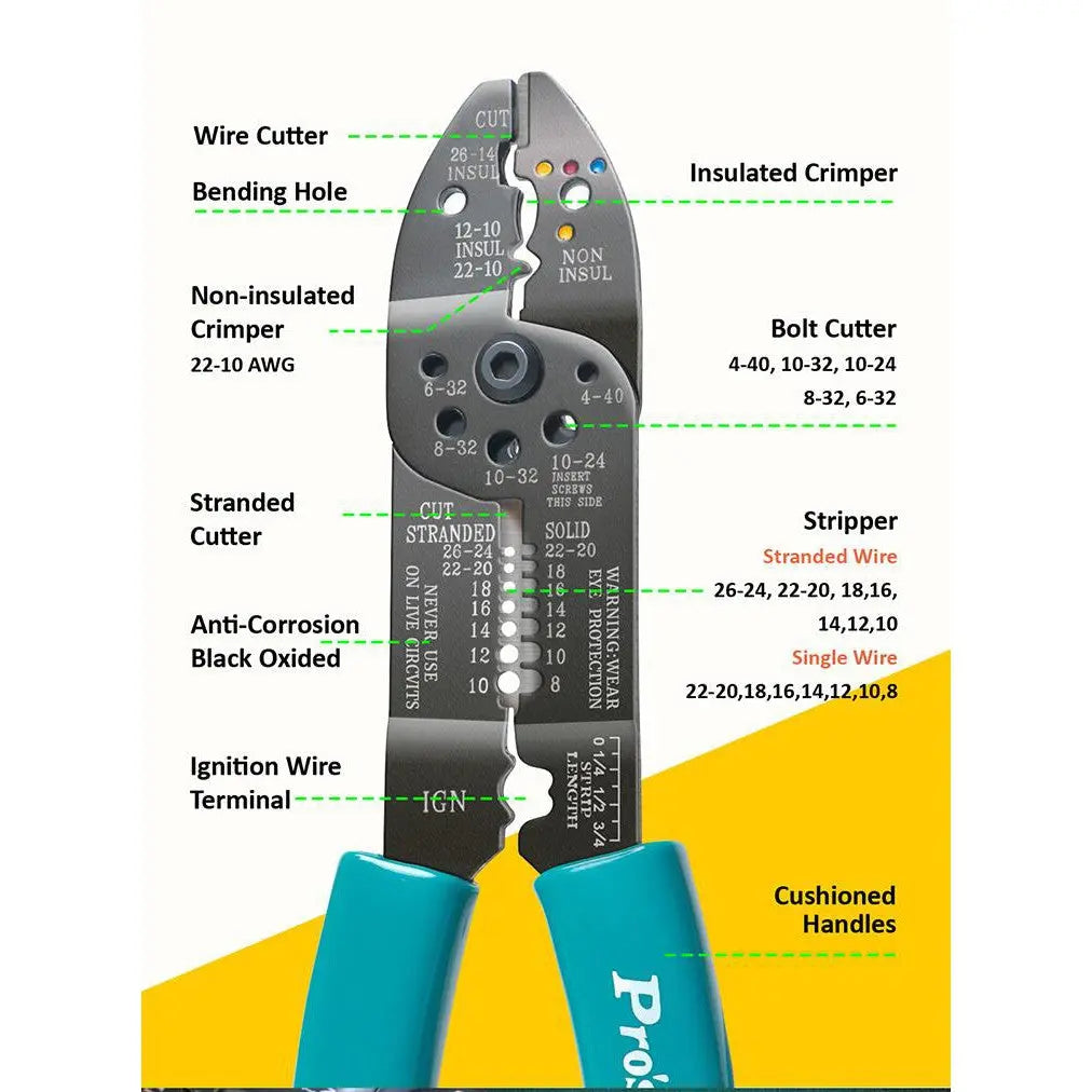 PRO'SKIT CP-413G 8.5" Heavy Duty Wire Stripper/ Crimper – Techno Tools ...