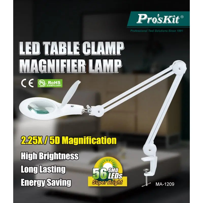 PRO'SKIT MA-1209LI LED TABLE CLAMP MAGNIFIER LAMP 220V – Techno Tools ...