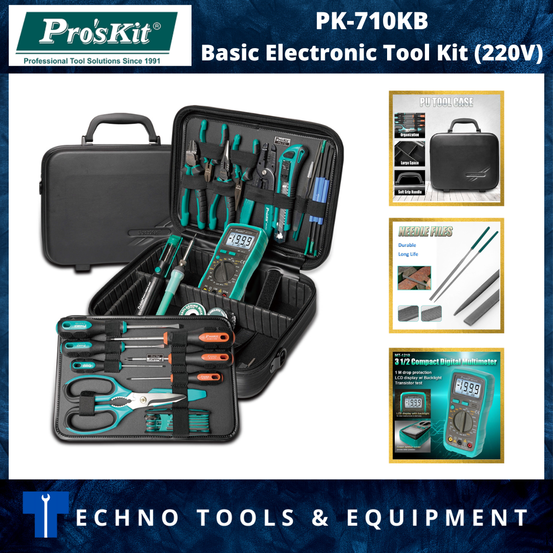 PRO'SKIT PK-710KB Basic Electronic Tool Kit (220V) – Techno Tools ...