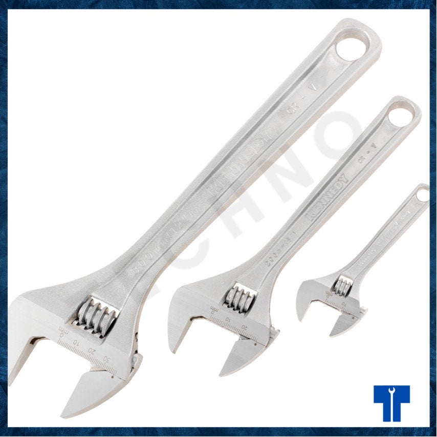 KENNEDY SET 4"/8"/12" CHROME FINISH ADJUSTABLE WRENCHES KEN5011600K ...